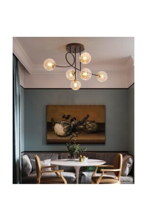 Pare Model Modern Spor Siyah 6'lı Glop Bal Camlı Avize LMBDR00426 ...